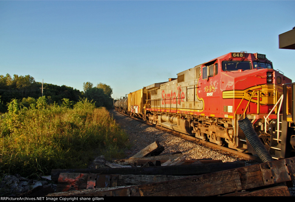 BNSF 648 2nd unit out on a loaded Ethanol train.